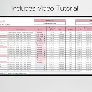 Home Inventory Template, Home Inventory Checklist, Home Inventory ...