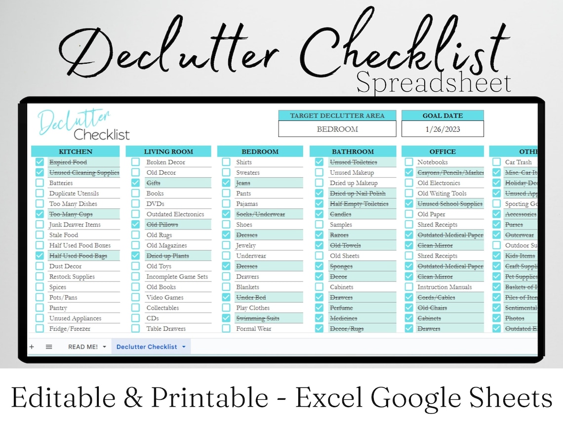 Decluttering Checklist Decluttering List Decluttering Guide - Etsy
