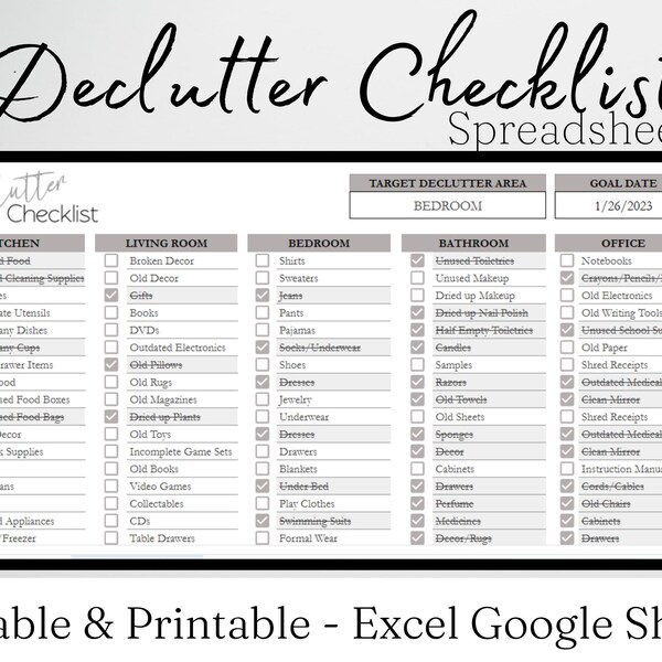 Decluttering Schedule List - Etsy