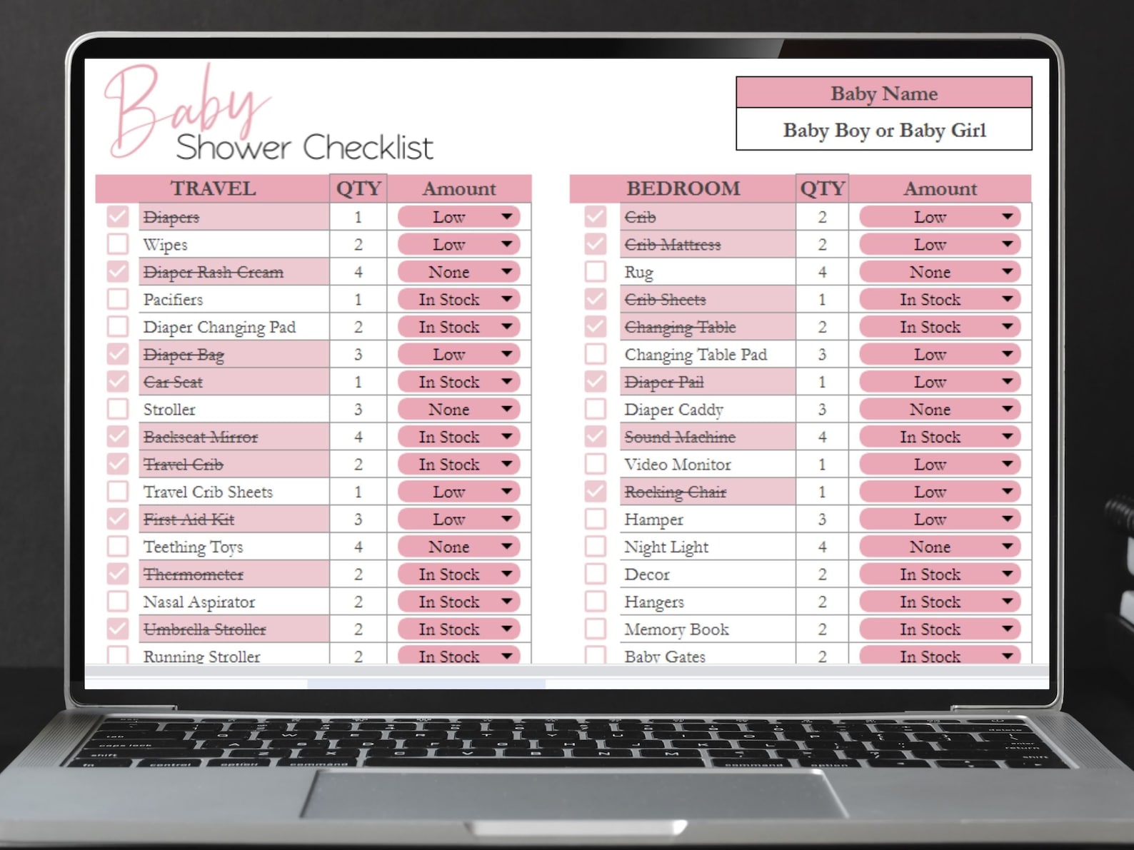 Baby Shower Checklist Google Sheets, Baby Registry Checklist, Newborn ...