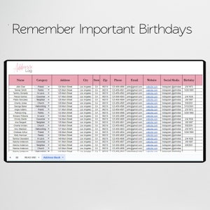 Address Tracker Template Excel Spreadsheet, Address Book, Address Log ...