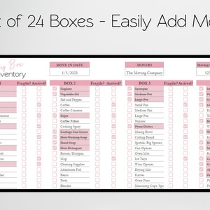 Moving Box Inventory Excel Spreadsheet, Organized Moving, Home ...