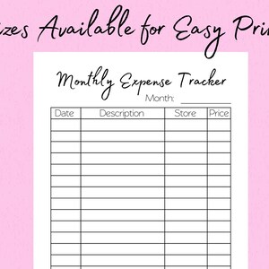 Monthly Expense Tracker Printable, Monthly Expense Sheet, Monthly ...