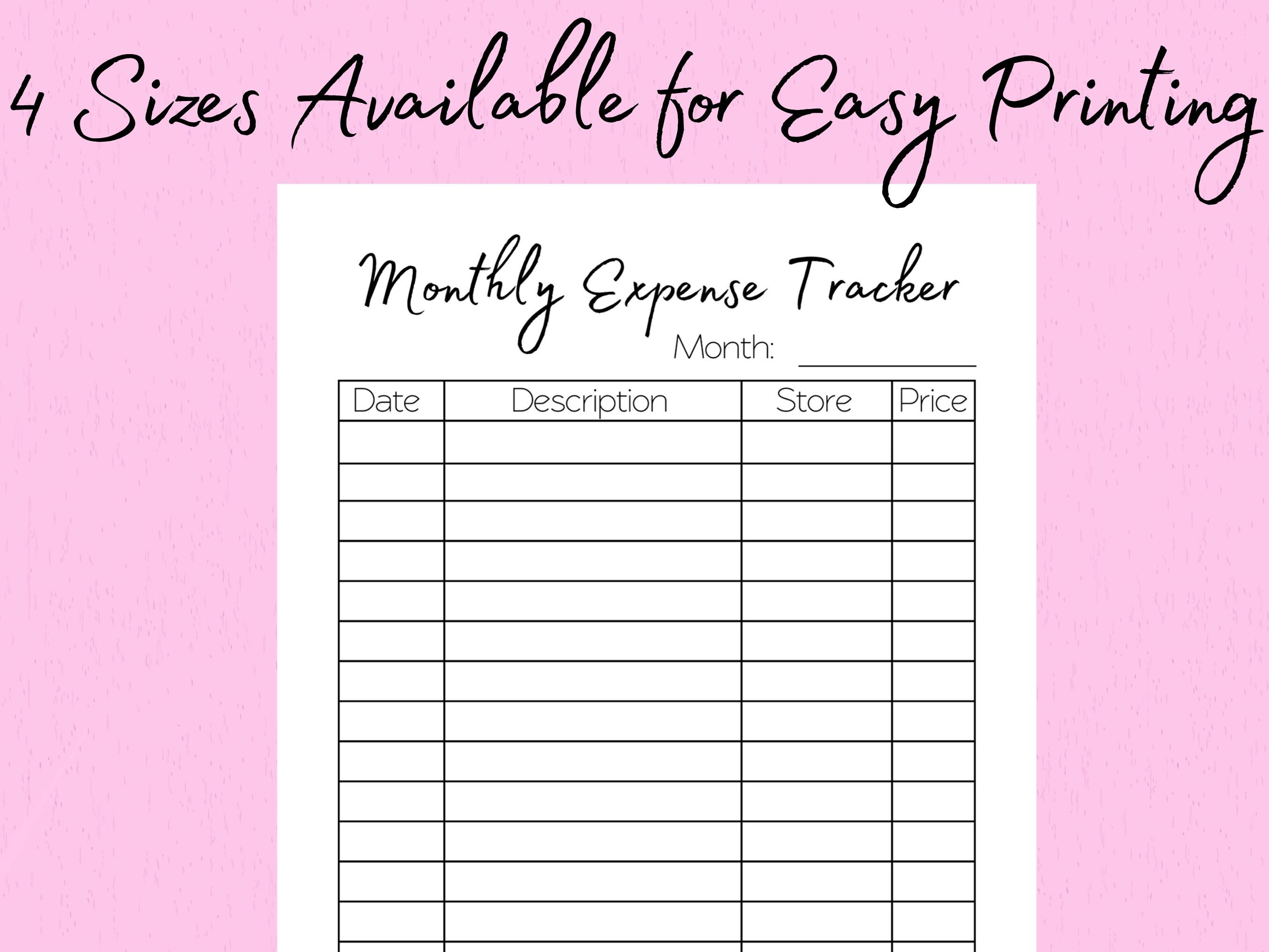 Monthly Expense Tracker Printable Monthly Expense Sheet - Etsy