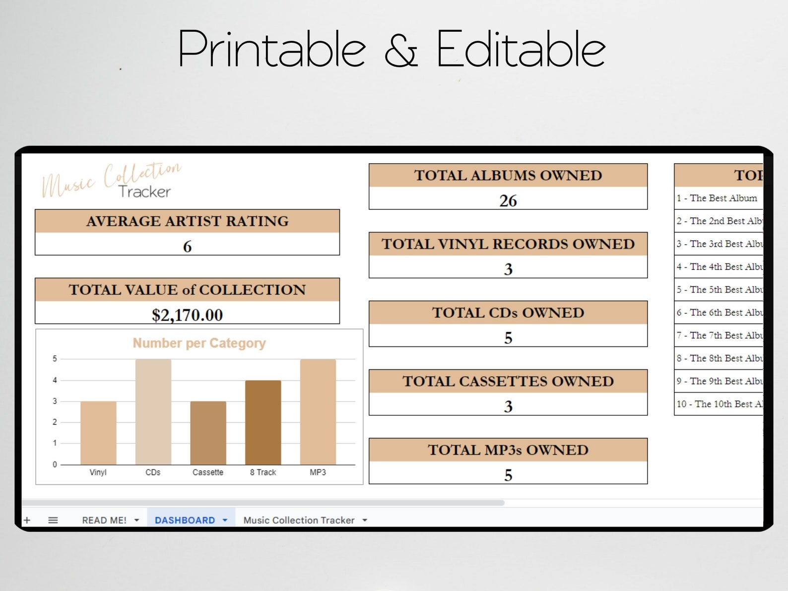 Music Collection Tracker Excel Spreadsheet Music Tracker - Etsy
