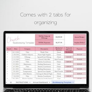 Church Bookkeeping Template Excel Spreadsheet, Church Accounting ...