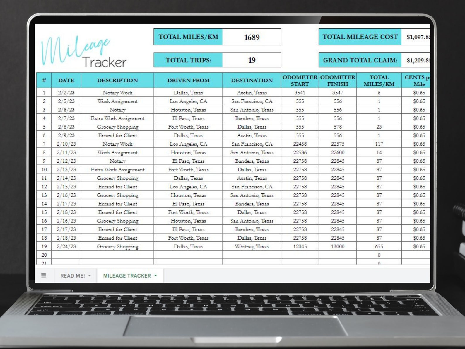 Mileage Log Excel Mileage Calculator Mileage Form Mileage - Etsy