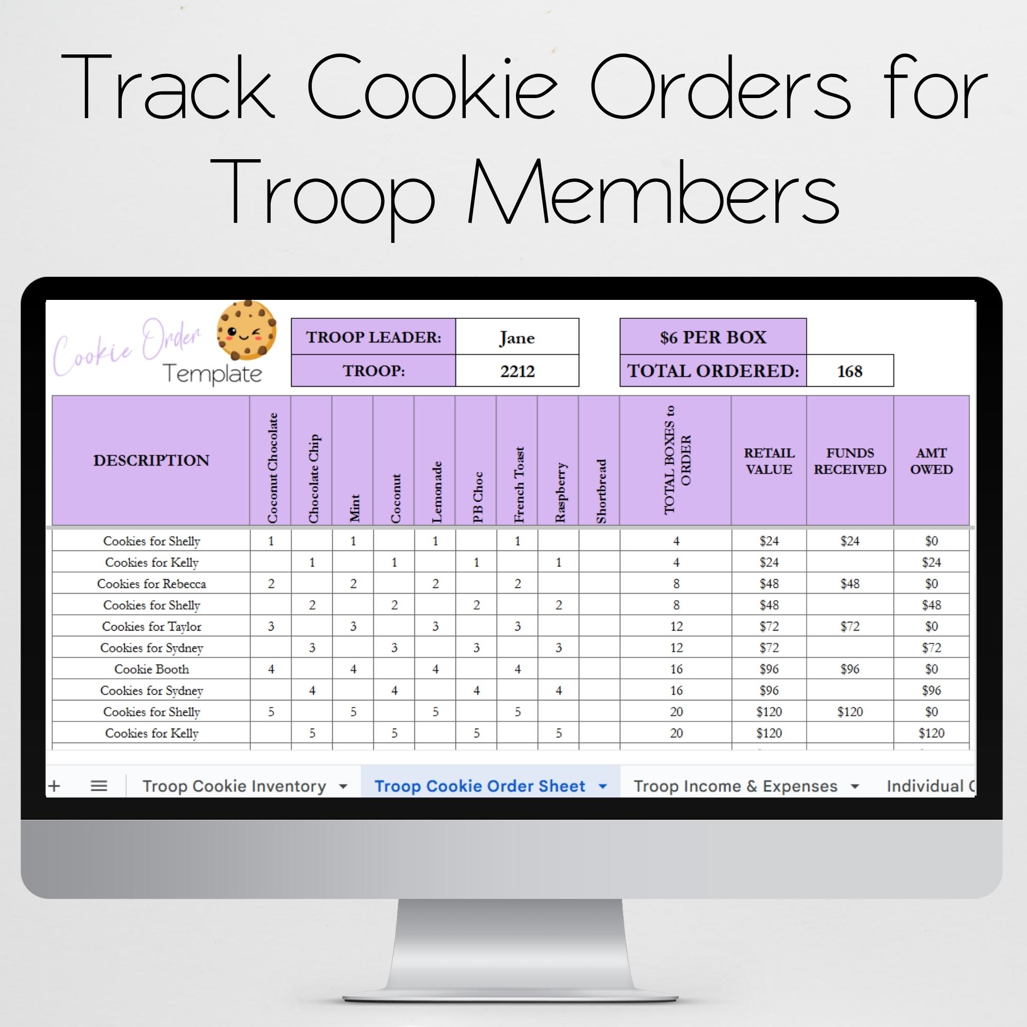 Cookie Template Bundle Google Sheet, Girl Cookie Inventory Tracker ...