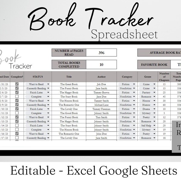Excel Reading Planner - Etsy