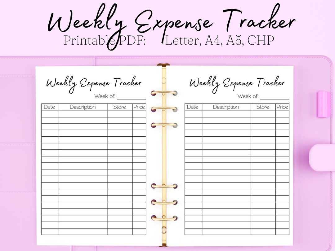 Weekly Expense Tracker Printable, Weekly Expense Tracker for Small ...