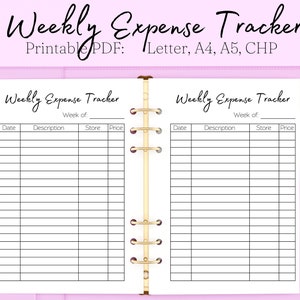 Weekly Expense Tracker Printable, Weekly Expense Tracker for Small ...