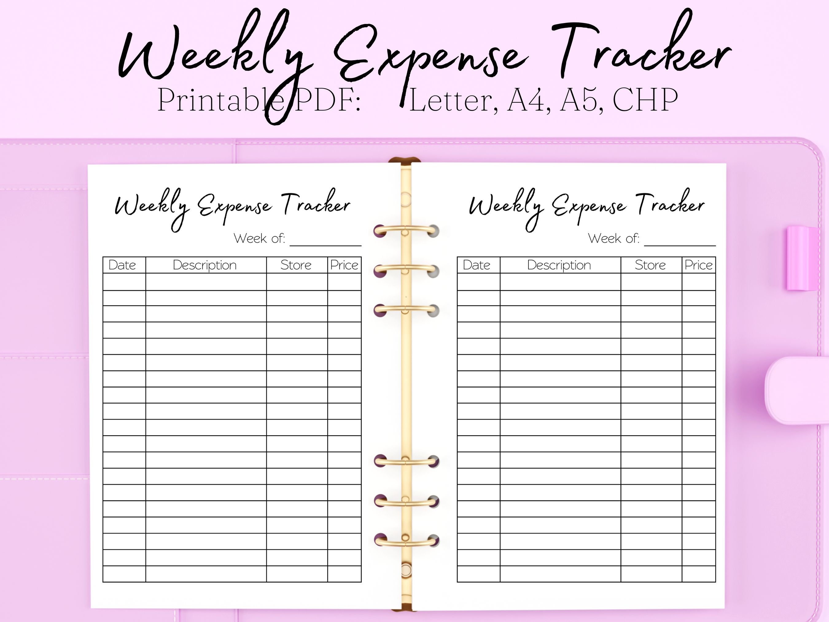 Weekly Expense Tracker Printable Weekly Expense Tracker for - Etsy