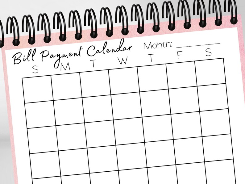 Bill Calendar Printable Bill Payment Calendar Bill Payment - Etsy