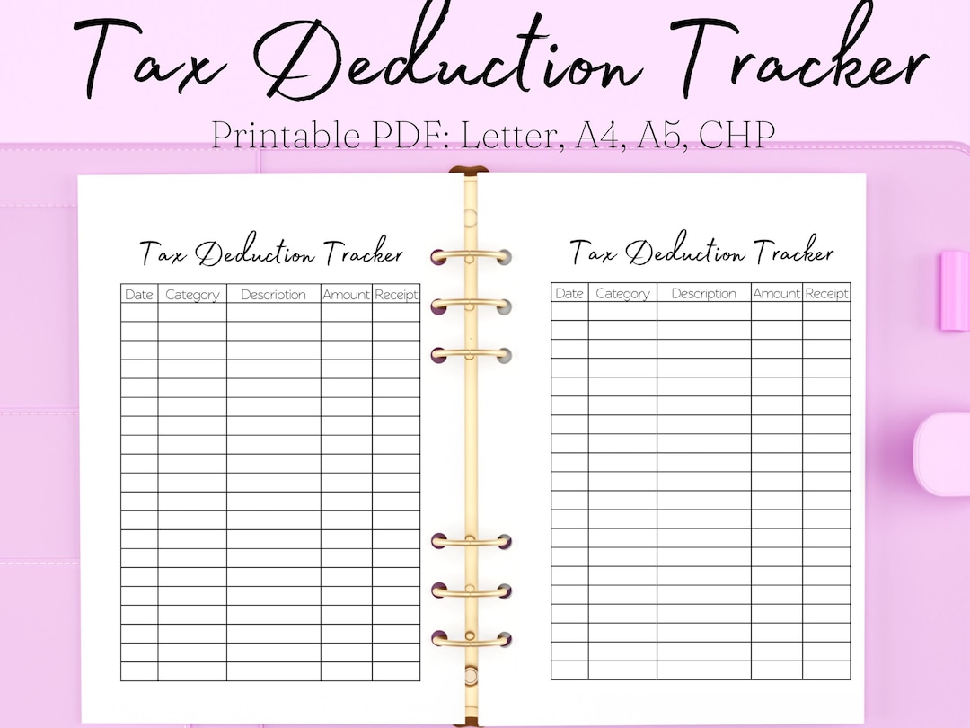 Small Business Tax Deductions Template, Tax Deduction Log, Tax ...