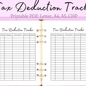 Small Business Tax Deductions Template, Tax Deduction Log, Tax ...