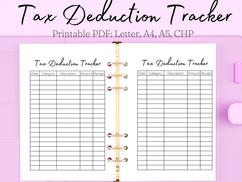 Small Business Tax Deductions Template, Tax Deduction Log, Tax ...