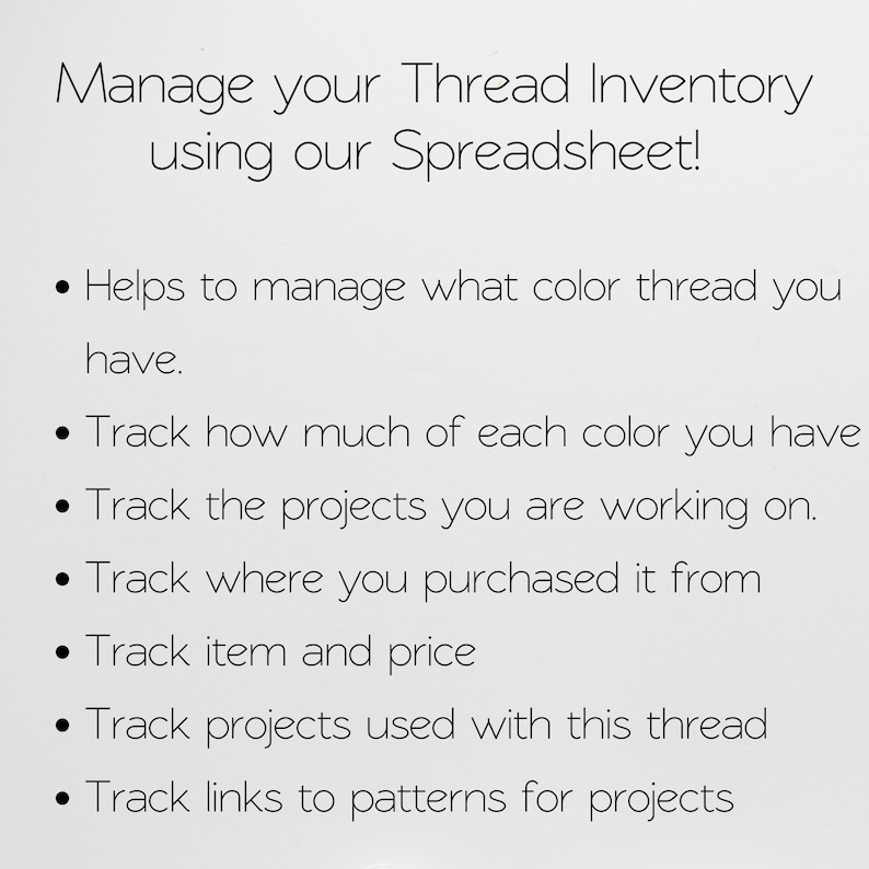 Thread Inventory Tracker Spreadsheet Template, Cross Stitch Thread ...