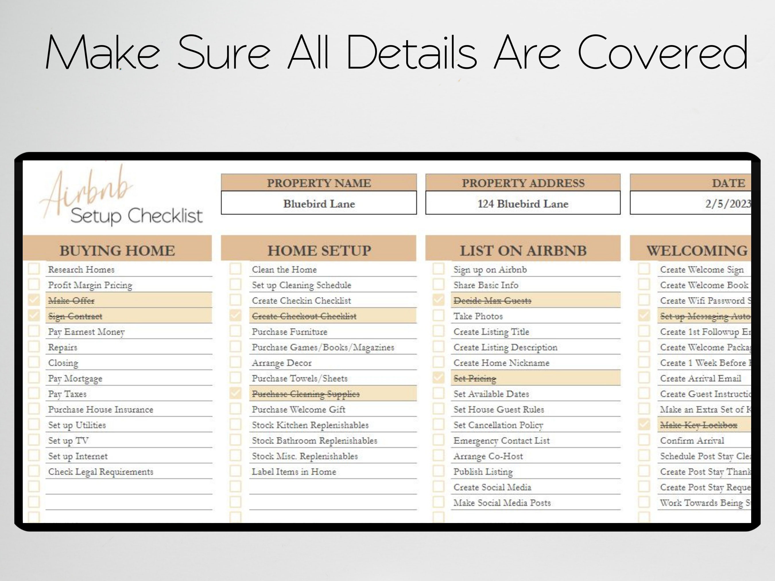 Set up Checklist Template, Setup Guide for Short Term Rentals, Rental ...