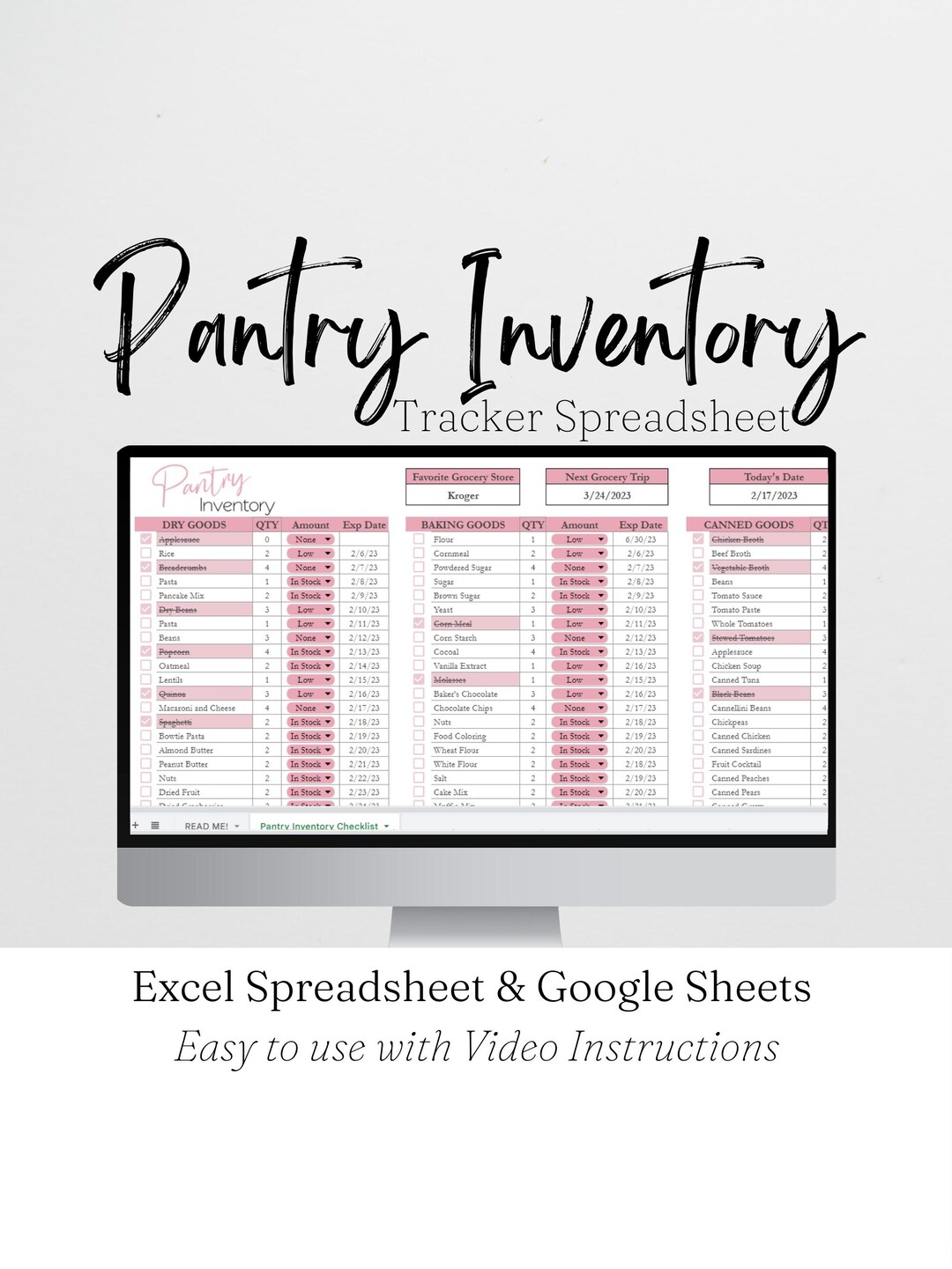 Pantry Inventory Template, Pantry List, Pantry Planner, Food Inventory ...