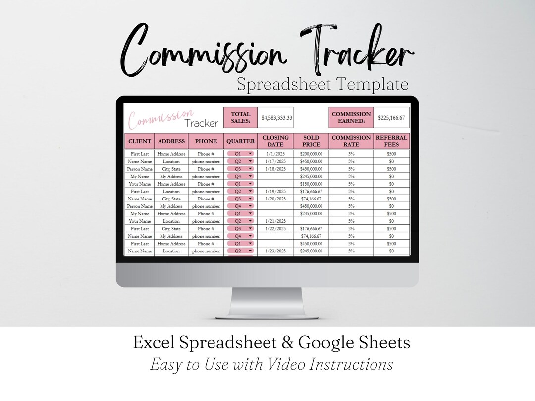 Commission Tracker Google Sheet, Sales Log Business Template ...
