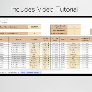 Music Collection Tracker Excel Spreadsheet, Music Tracker Google Sheets ...
