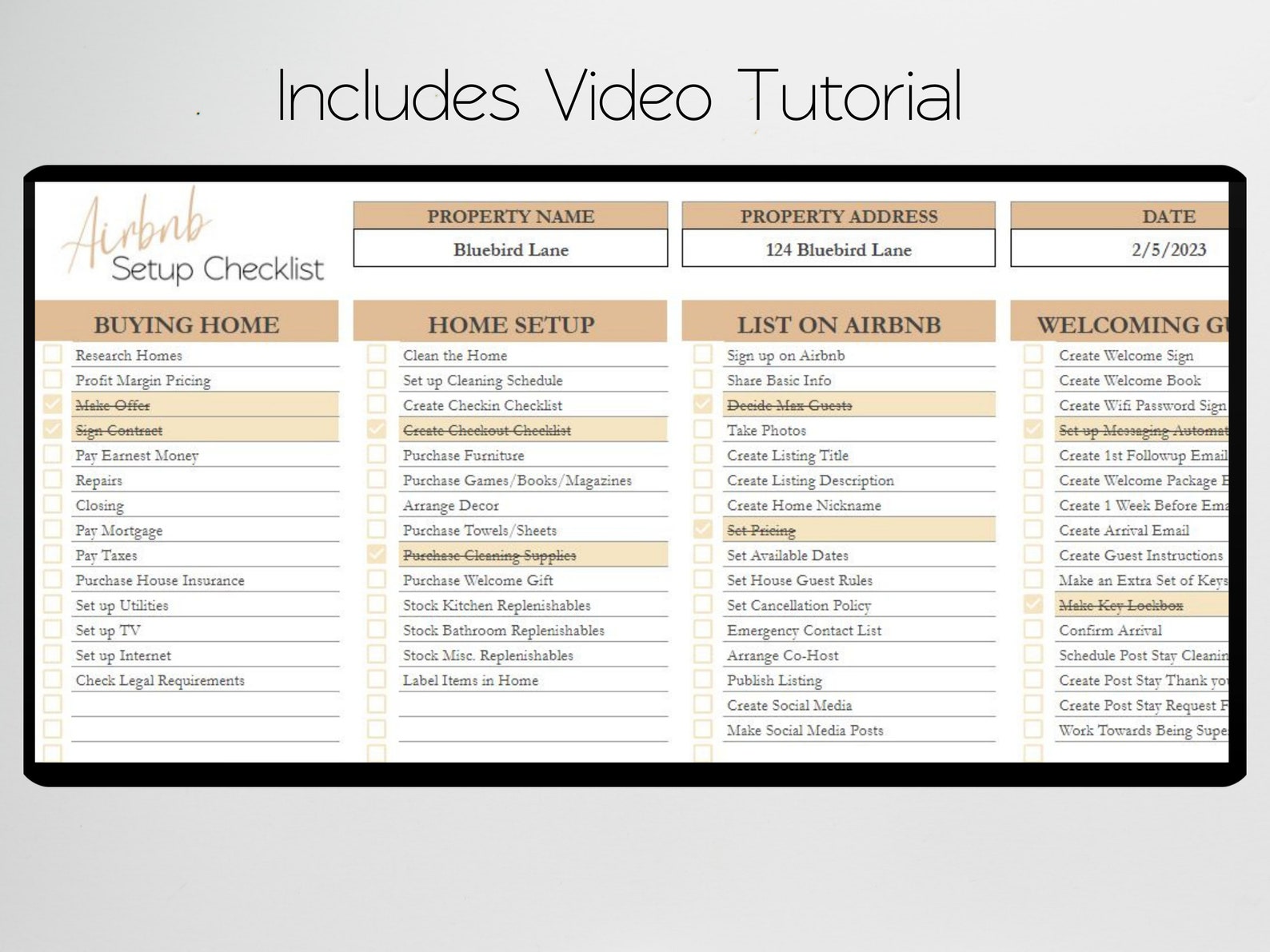 Set up Checklist Template, Setup Guide for Short Term Rentals, Rental Host Template, Rental ...
