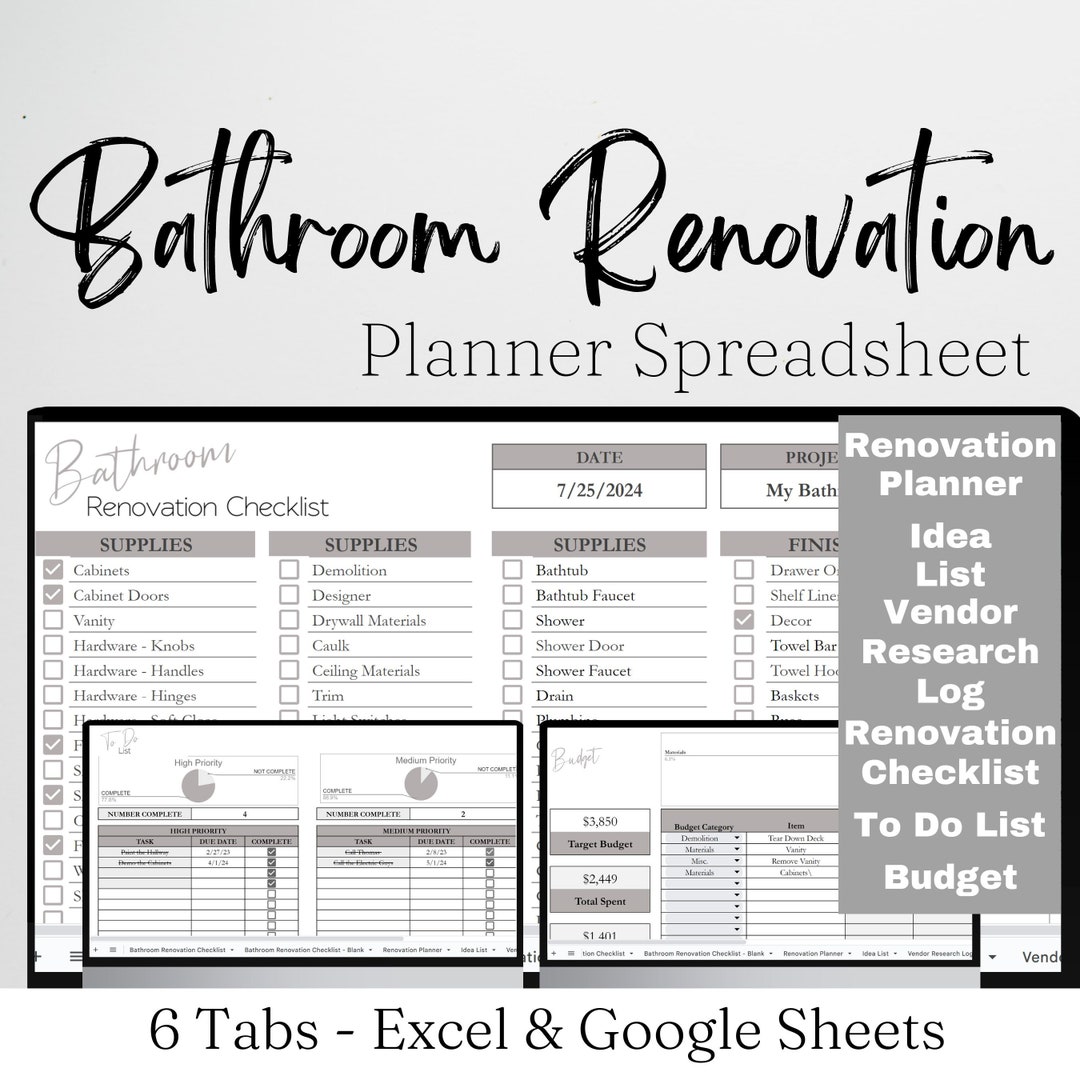 Bathroom Remodel Template Google Sheets Home Improvement Home Remodel ...