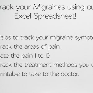 Migraine Tracker Excel Spreadsheet, Chronic Migraine Log Template ...