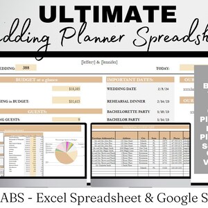 Excel Wedding Planner Google Sheets, Wedding Planner Template, Wedding ...