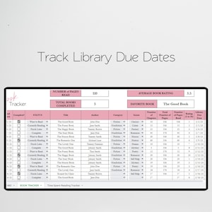 Book Tracker Journal, Book Tracker Excel, Reading Planner, Book Tracker ...