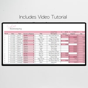 Salon Bookkeeping Template, Hair Salon Income and Expenses Tracker Log ...