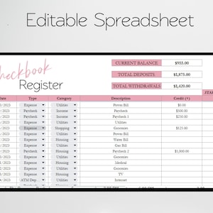 Checkbook Register Excel Spreadsheet, Check Book Register Google Sheets ...