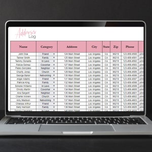 Address Tracker Template Excel Spreadsheet, Address Book, Address Log, Contact Directory, Client ...