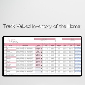 Home Inventory Template, Home Inventory Checklist, Home Inventory ...