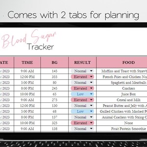 Blood Sugar Tracker Excel Spreadsheet Template, Type 1 Diabetes Tracker ...