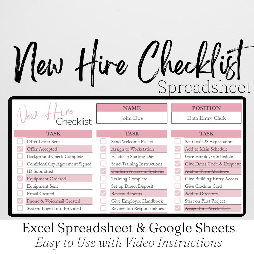 New Hire Checklist Template, Human Resources, New Employee Onboarding ...