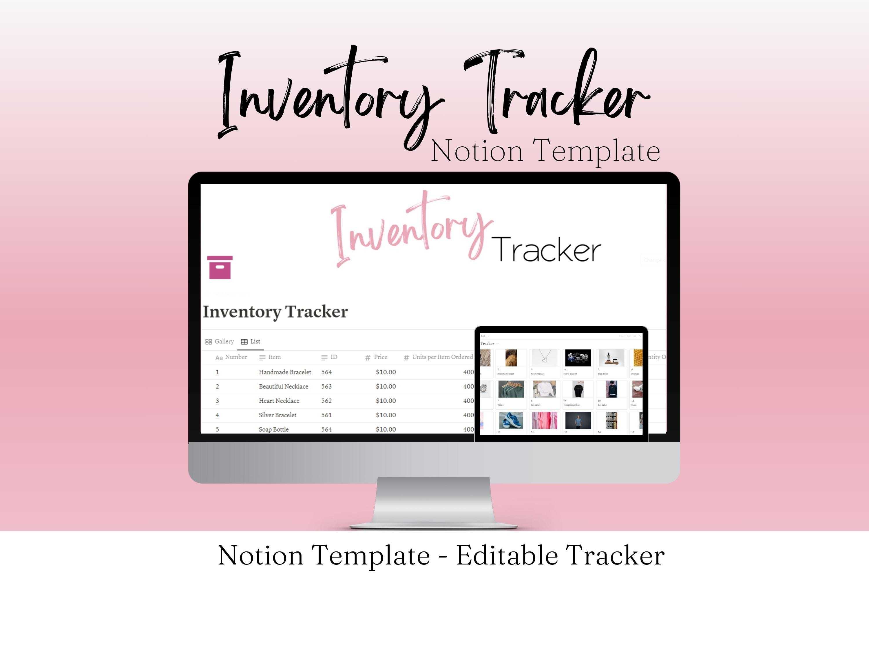 Inventory Tracker Notion Inventory List, Notion Template Inventory Log ...