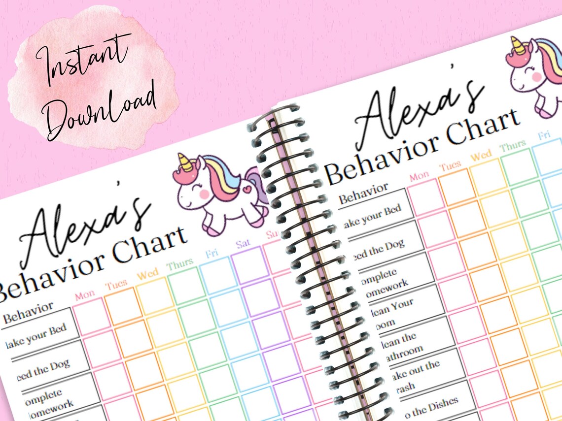 Behavior Chart for Kids Printable Editable in Canva Sticker - Etsy