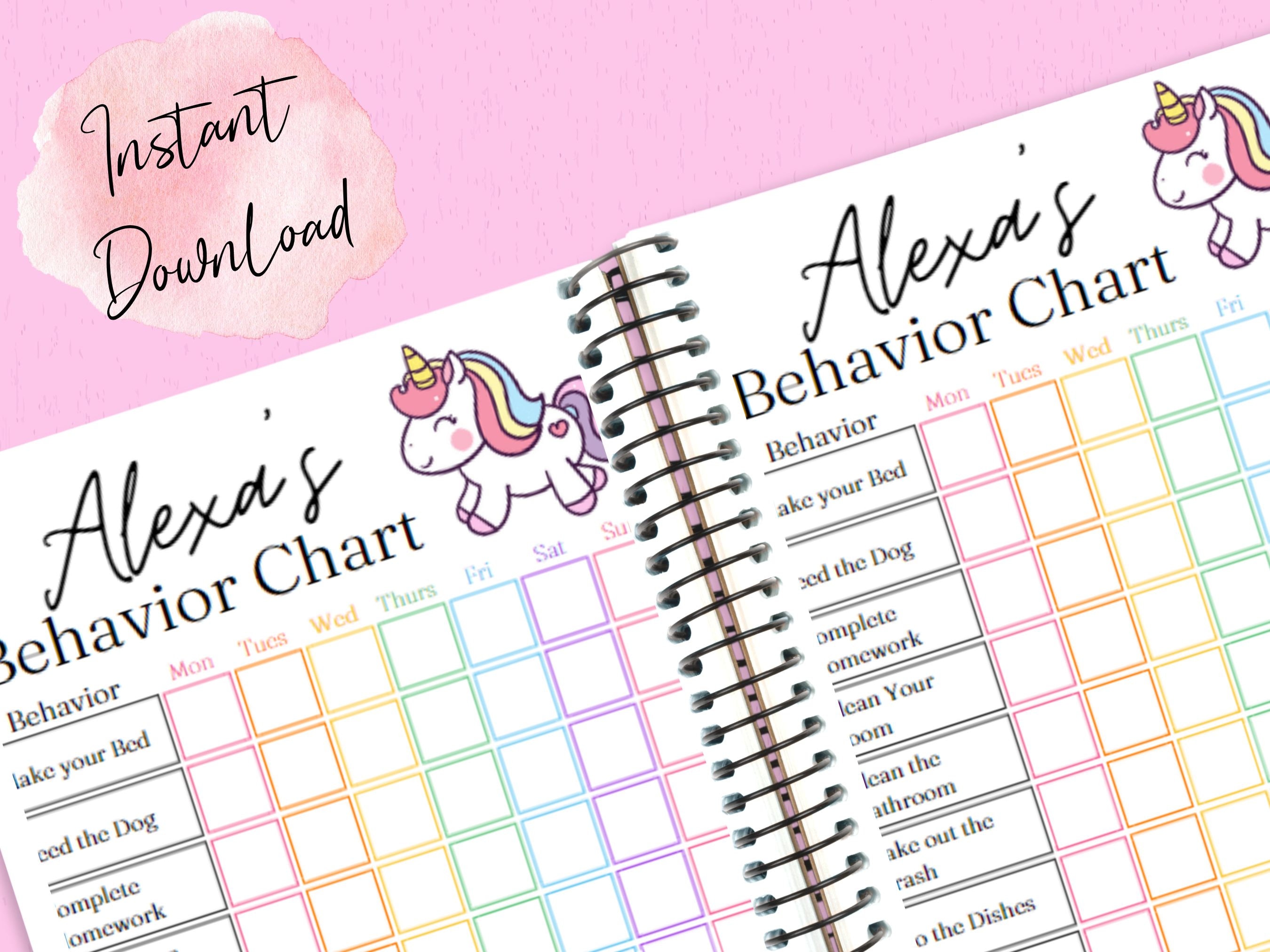 Behavior Chart for Kids Printable, Editable in Canva, Sticker Chart ...
