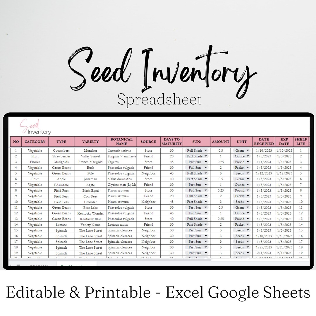 Seed Inventory Tracker, Garden Seeds Organization, Seed Starting, Seed ...