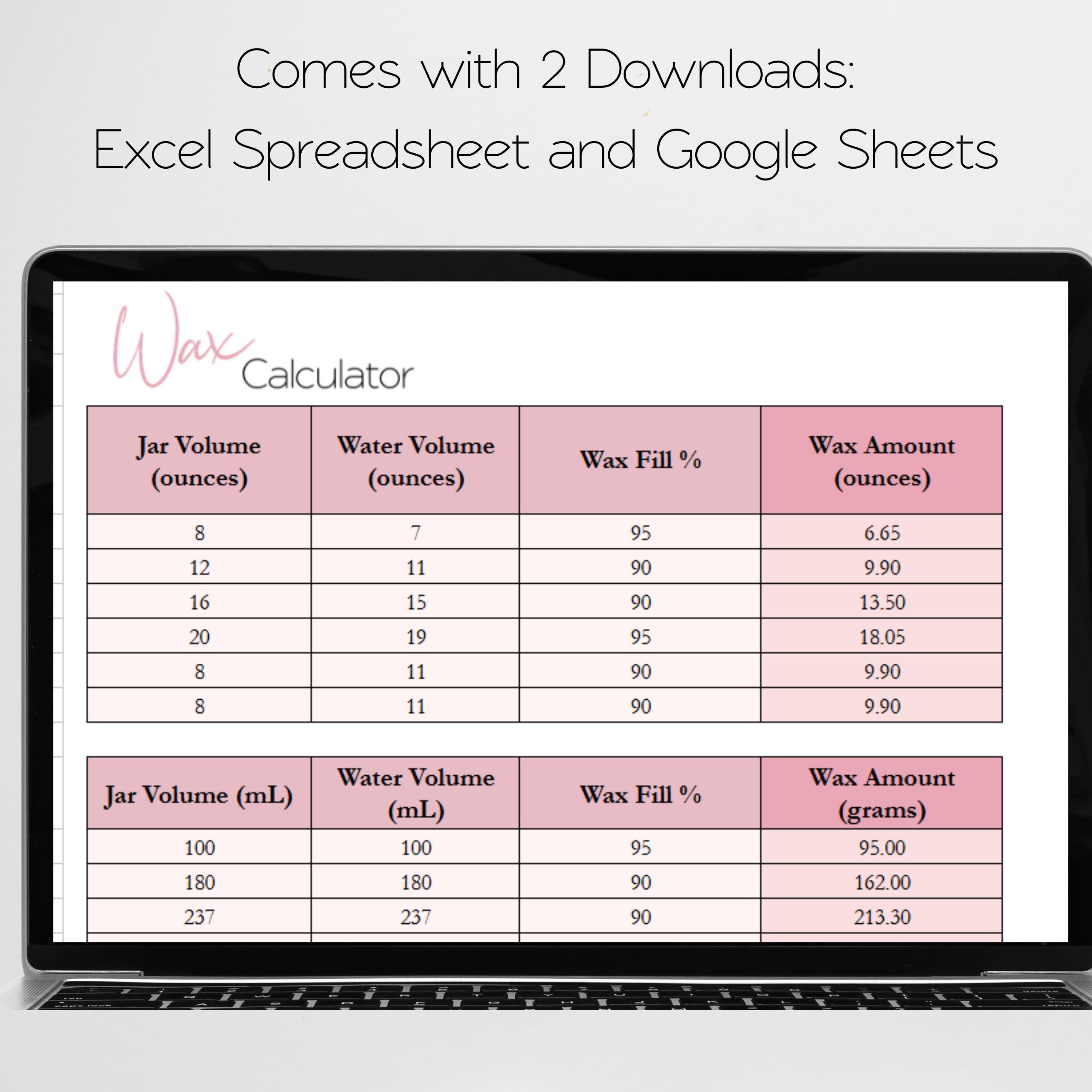 Candle Calculator Spreadsheet Template Google Sheets, Fragrance ...