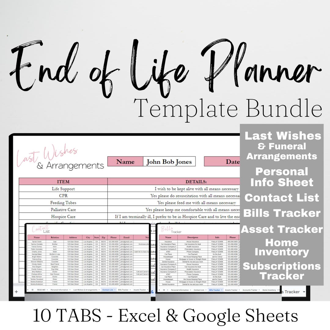 End of Life Planner, Emergency Binder, Just in Case of Death Planner ...