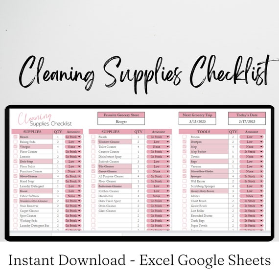 Janitorial Supplies Checklist Template Cleaning Supplies Inventory,