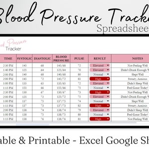 Blood Pressure Tracker Excel Spreadsheet, Blood Pressure Log Google ...