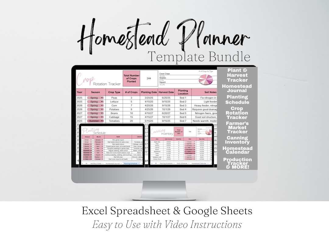 Homestead Planner Template, Homesteading Planner Google Sheets ...