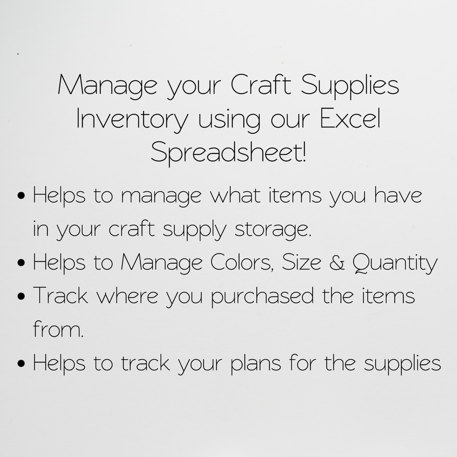 Craft Supplies Inventory Tracker Excel Spreadsheet Crafts Organization ...