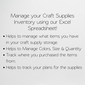 Craft Supplies Inventory Tracker Excel Spreadsheet Crafts Organization ...