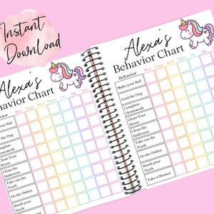 Behavior Chart for Kids Printable, Editable in Canva, Sticker Chart ...