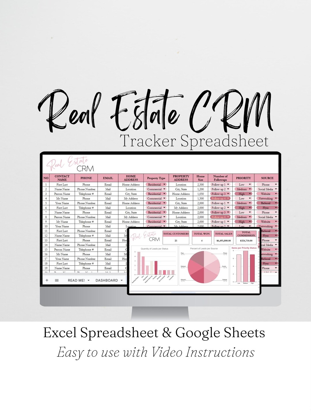 Realtor CRM, Realtor Client Tracker, Realtor Client Sheet, Realtor ...