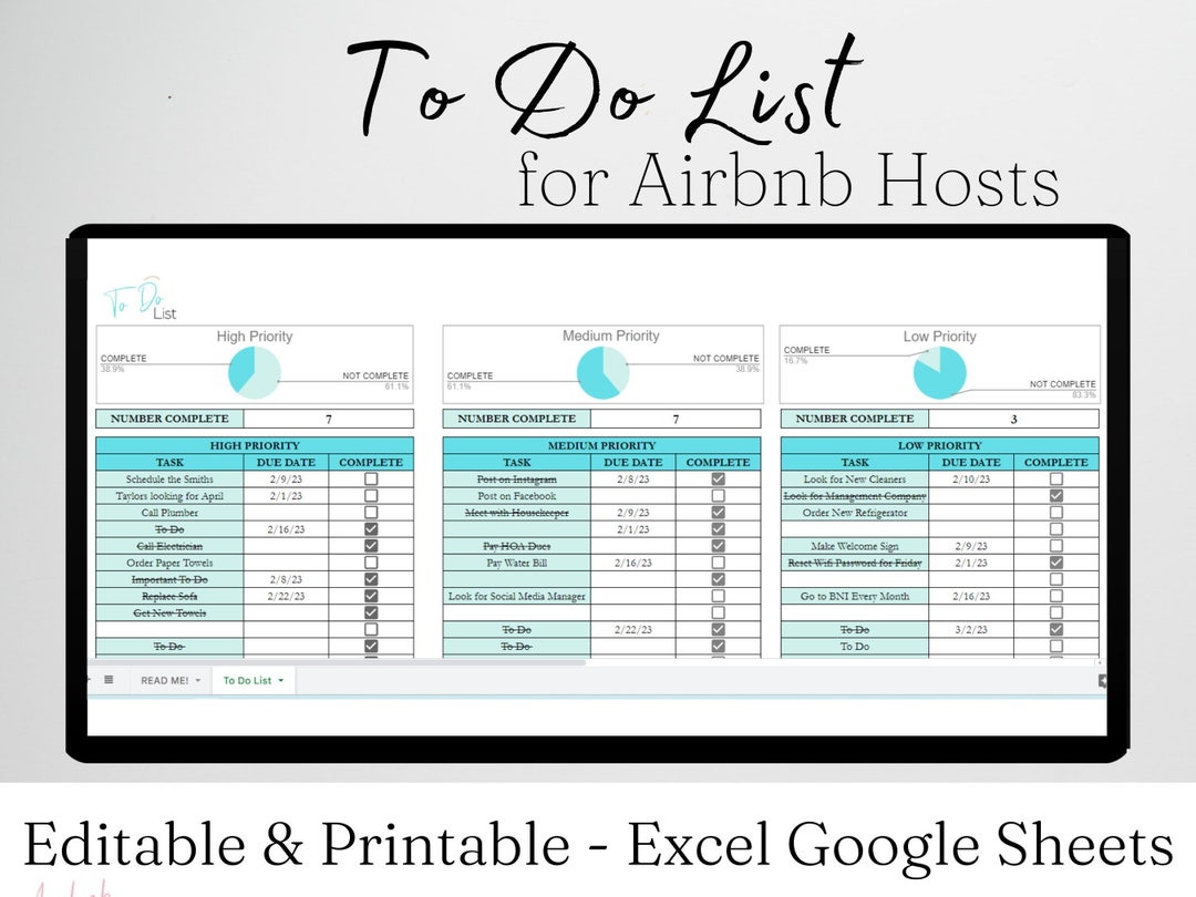 Short Term Rental Small Business to Do List, Rental Task Tracker ...